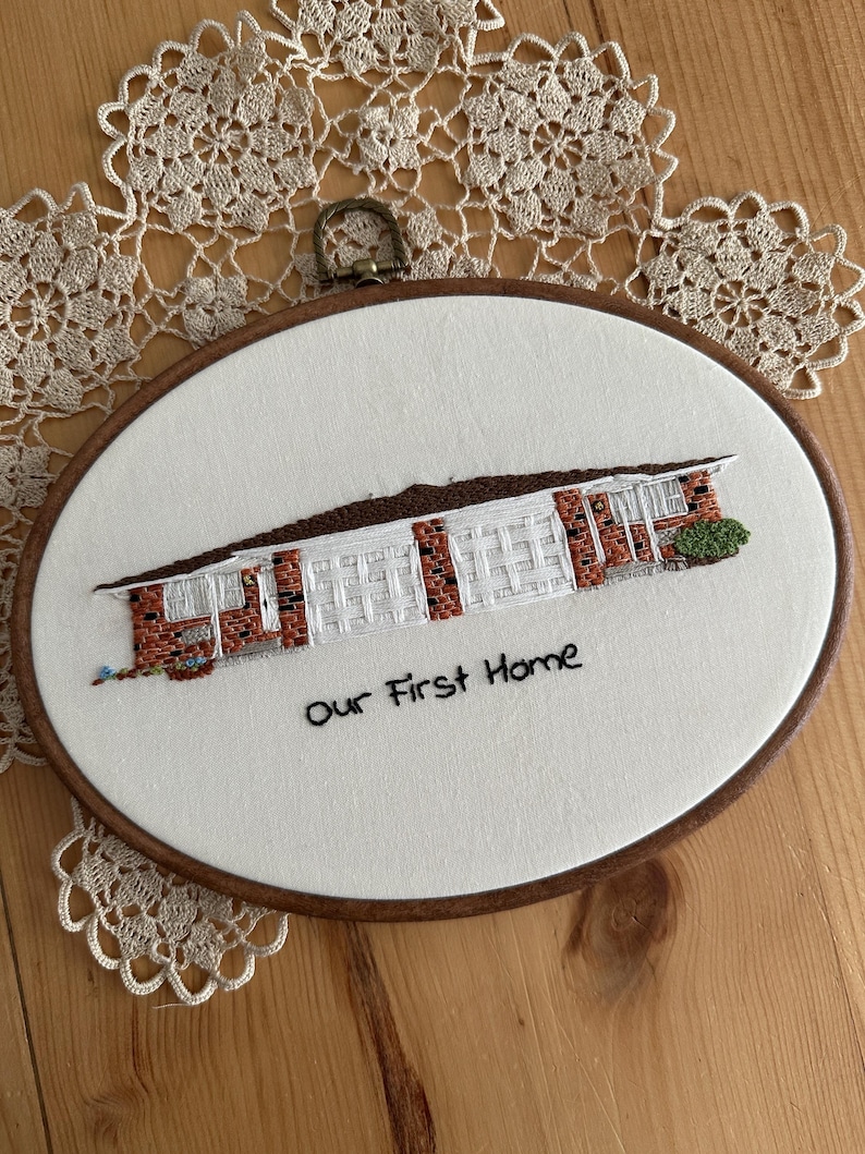 Custom Hand-embroidered House Portrait, Hand-stitched Wedding Venue ...