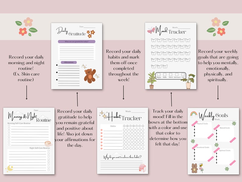 Self-care Workbook: Mood Tracker, Gratitude Journal (digital Download ...