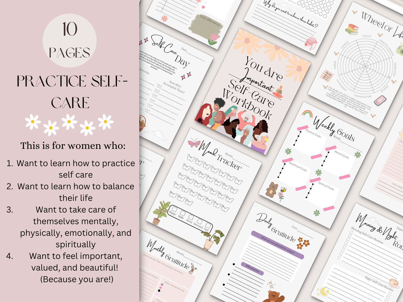 Self-care Workbook: Mood Tracker, Gratitude Journal (digital Download ...