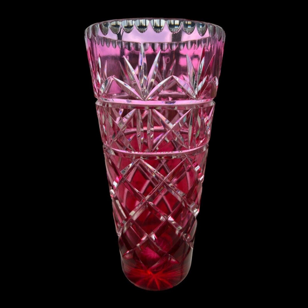 Vintage Kagami Japan Edo Kiriko Crystal 10 Tall Pink Overlay Vase - Etsy