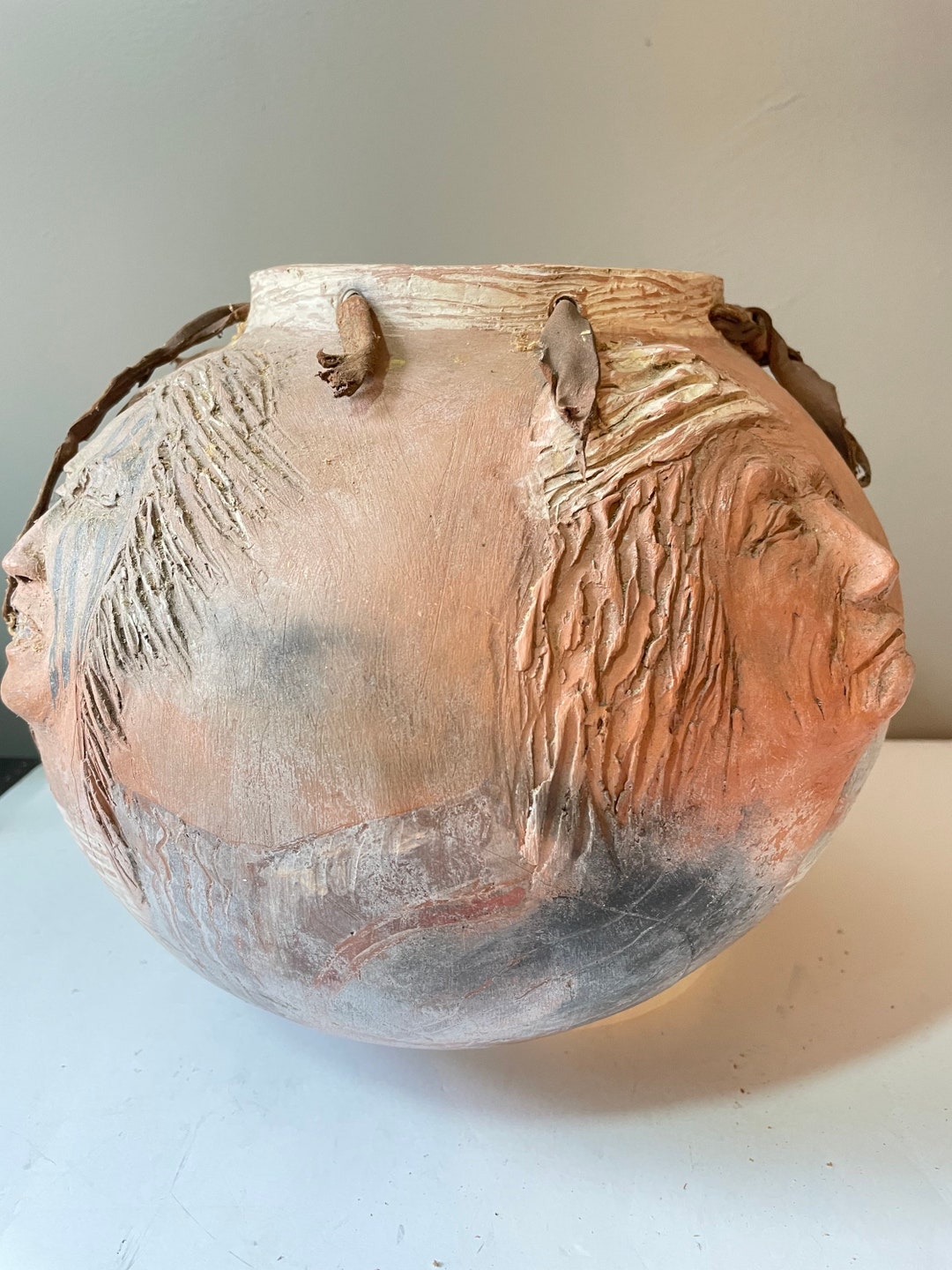 Vintage Native American Face Vase Triune Vessel Clay Pot - Etsy