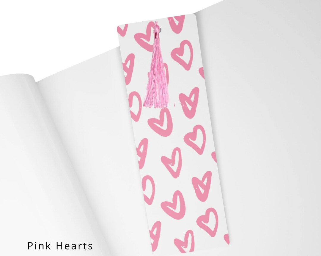 Pink Heart Theme Bookmark Handmade Bookmarks Individual or Set Metal ...