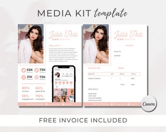 2 Page Media Kit Template, Canva Template, Blogger Media Kit, Instagram Media Kit, Social Media ...