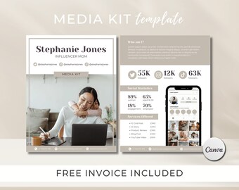 2 Page Media Kit Canva Template Instagram Media Kit Influencer Rate Sheet Template Blogger Press ...
