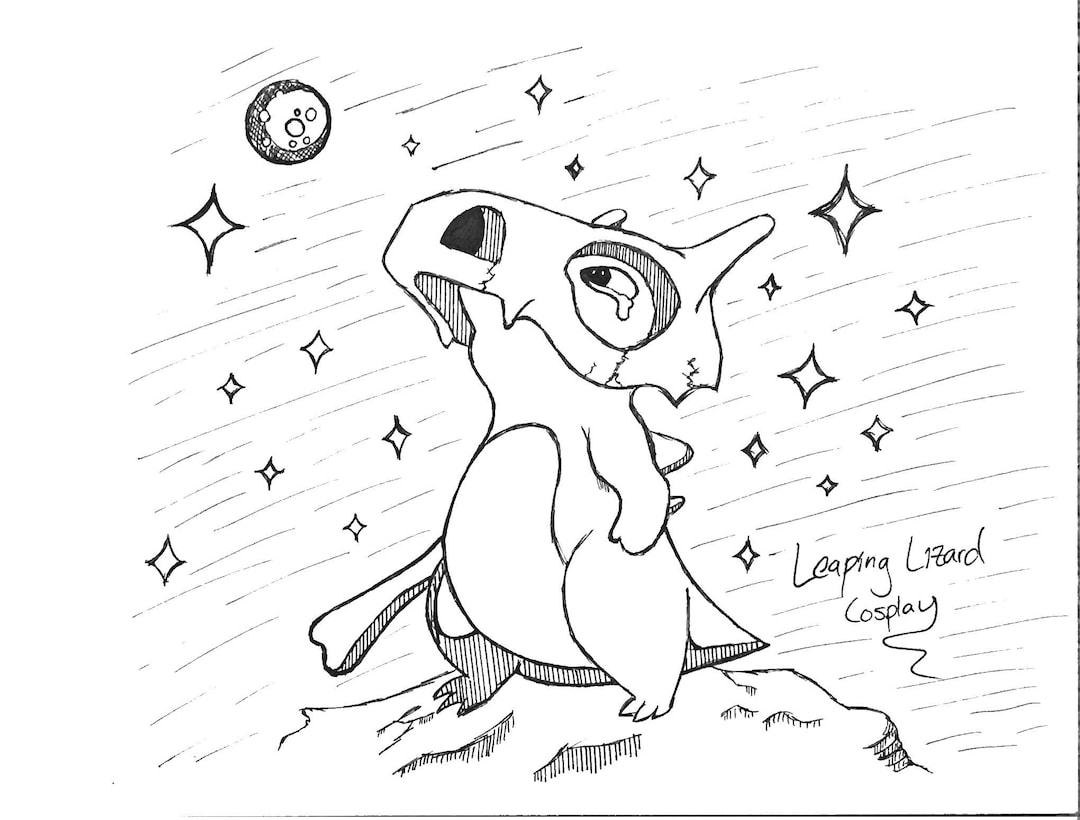 Pokemon Cubone Line Art - Etsy