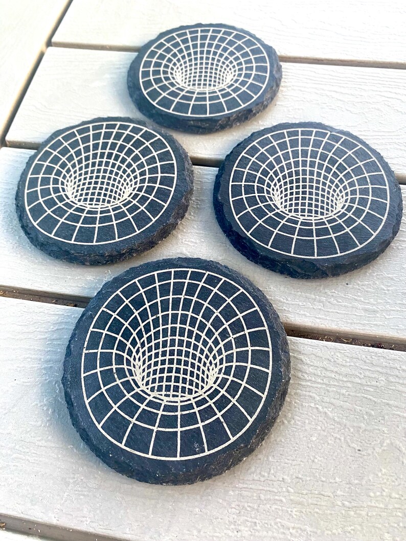 Sacred Geometry Slate Coaster - Laser Engraved Optical Illusion Design ...