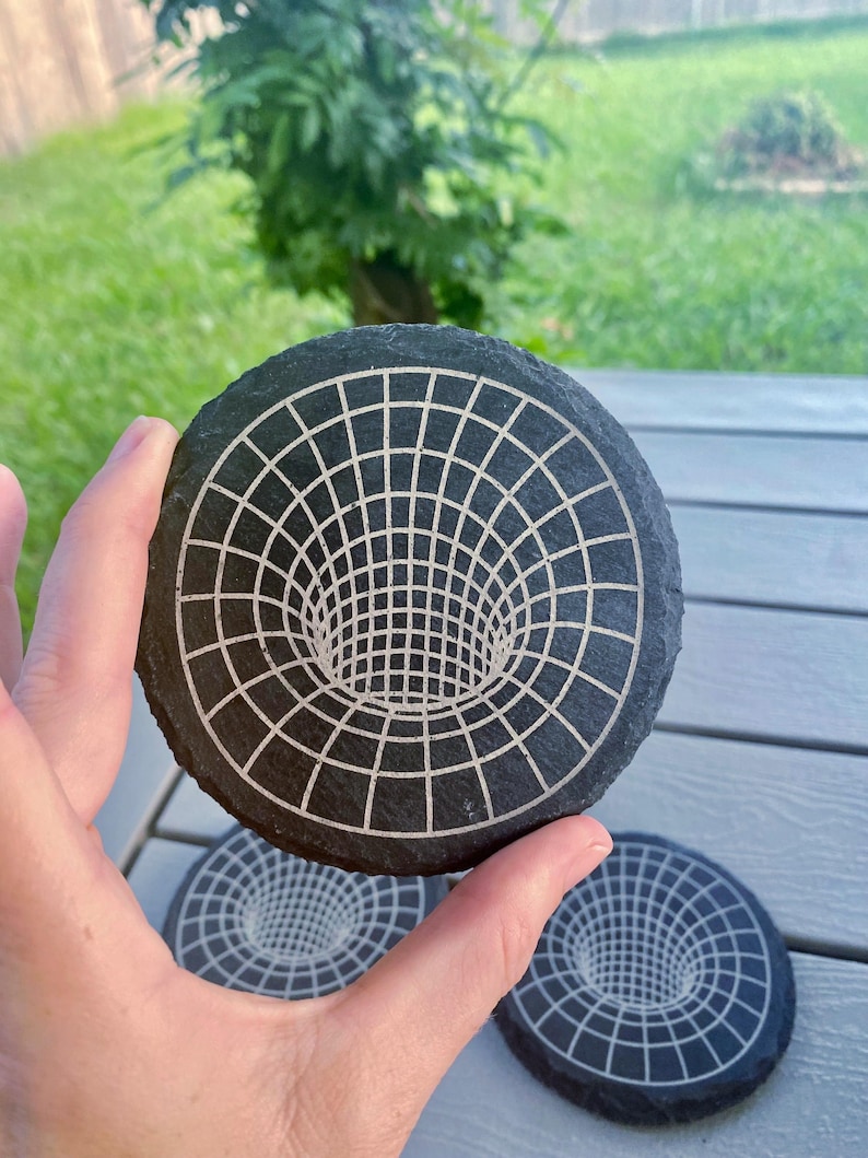 Sacred Geometry Slate Coaster - Laser Engraved Optical Illusion Design ...