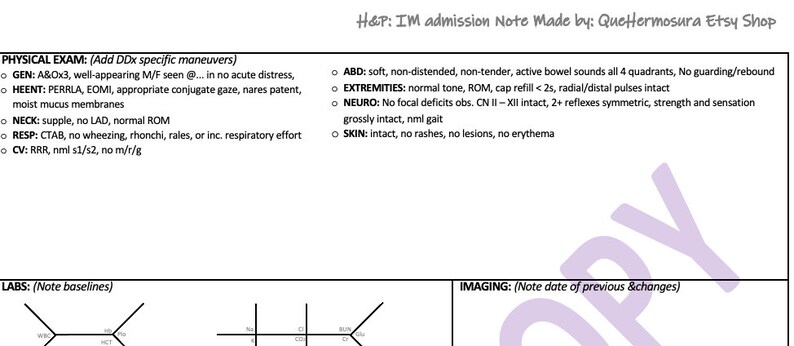 Internal Medicine H&P 2 Clinical Templates for Medical/np/pa Students ...
