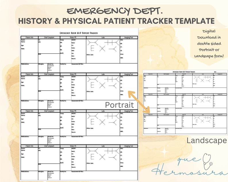 Patient Tracker for Medicine / EM - History and Physical/soap Note for ...