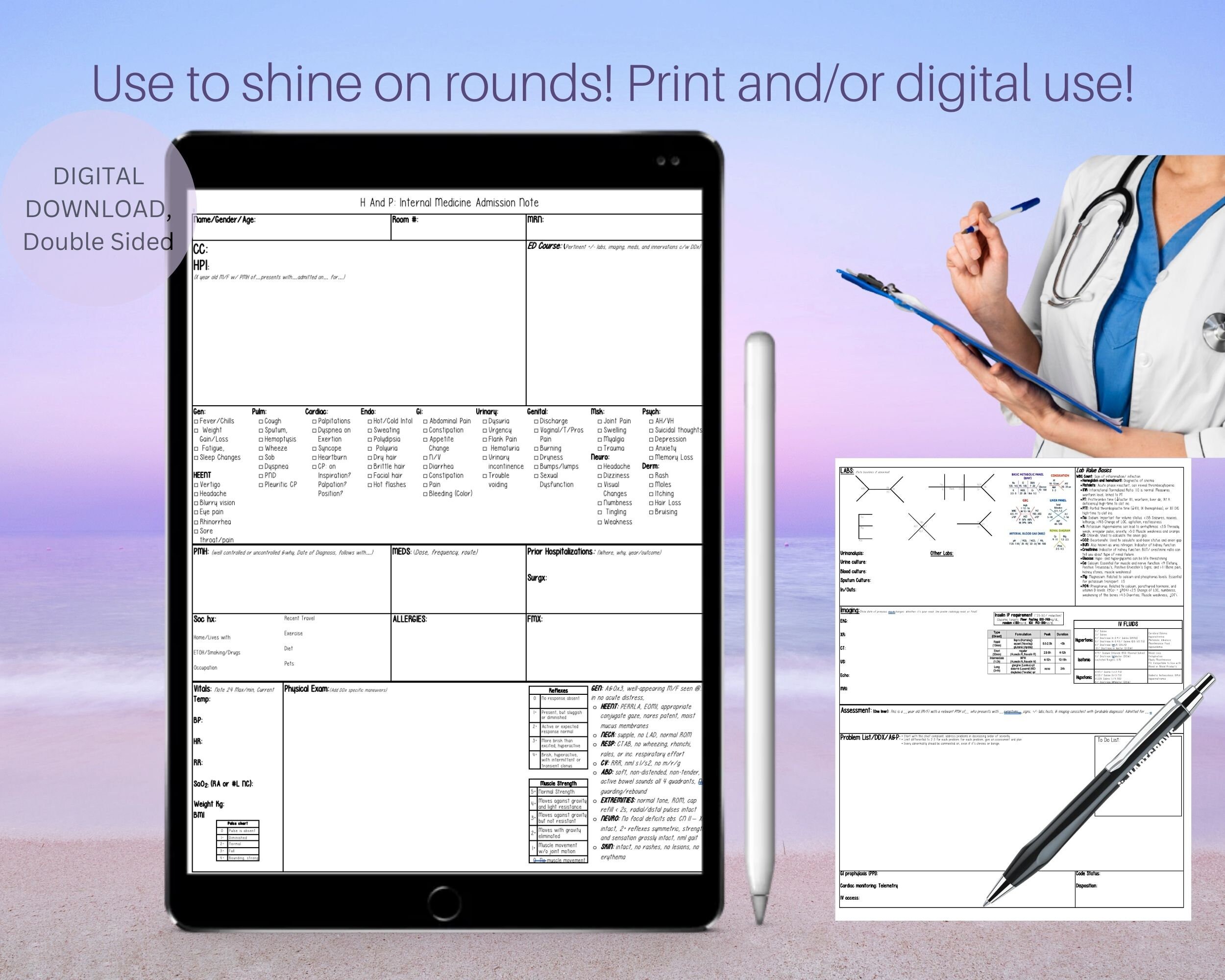 Internal Medicine H&P 2 Clinical Templates for Medical/np/pa Students ...