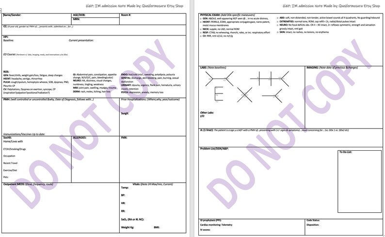 Internal Medicine H&P 2 Clinical Templates for Medical/np/pa Students ...