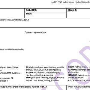 Internal Medicine H&P 2 Clinical Templates for Medical/np/pa Students ...