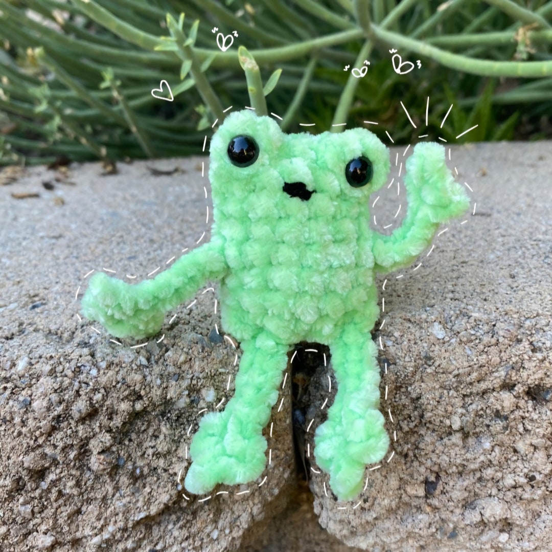 MINI FROGGY Crochet Plushie Gift, Small Cute, Green Frog, Velvet Fuzzy ...