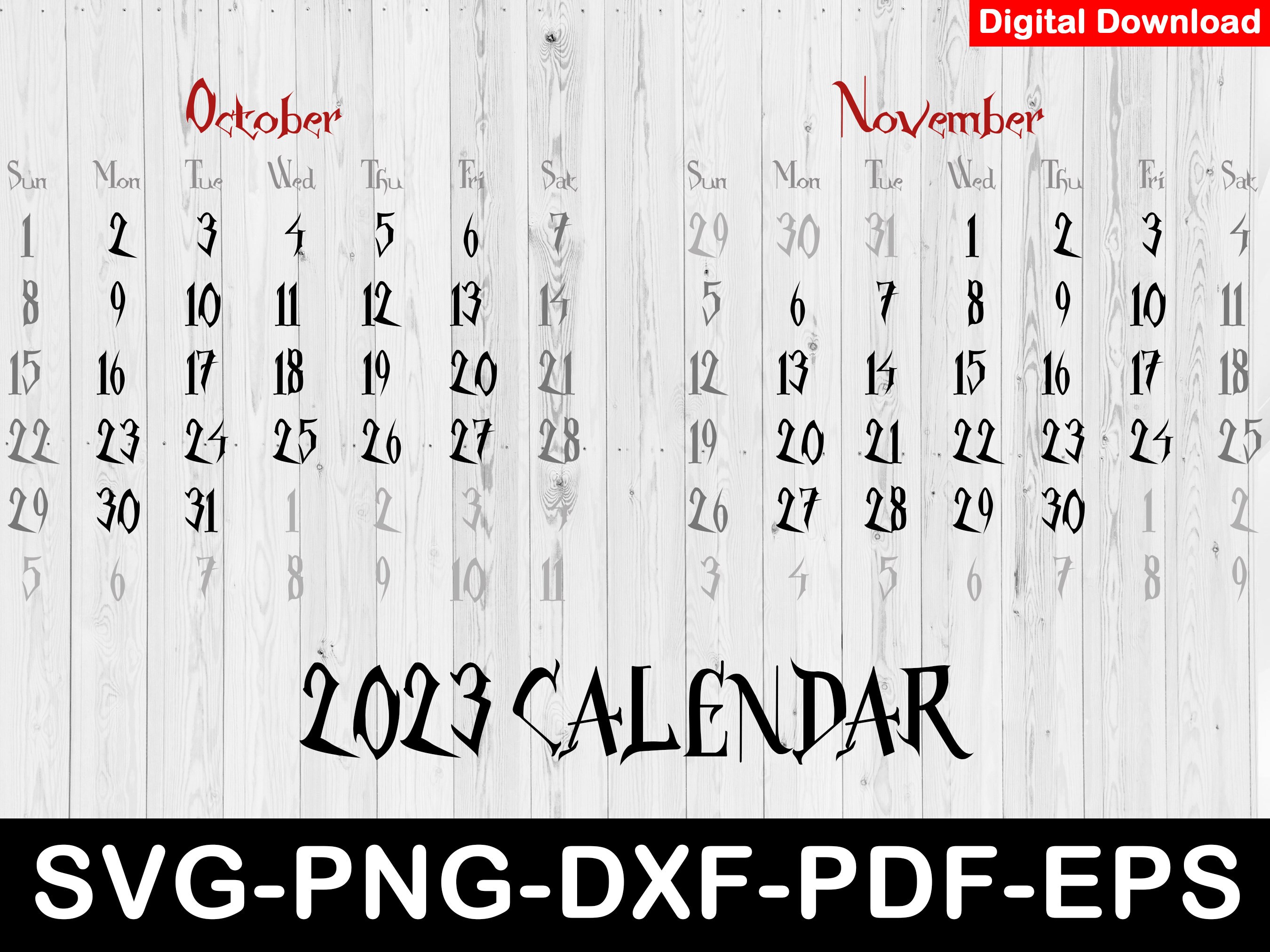 2023 Calendar Svg, Png | Hocus Pocus Calendar Svg, Png | Witcher ...