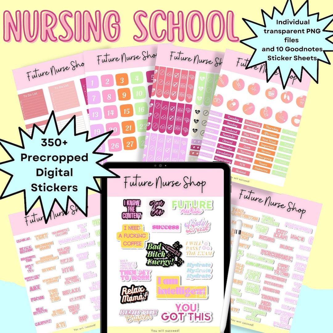 Nursing School DIGITAL Stickers for Digital Planners, Student Nurse ...