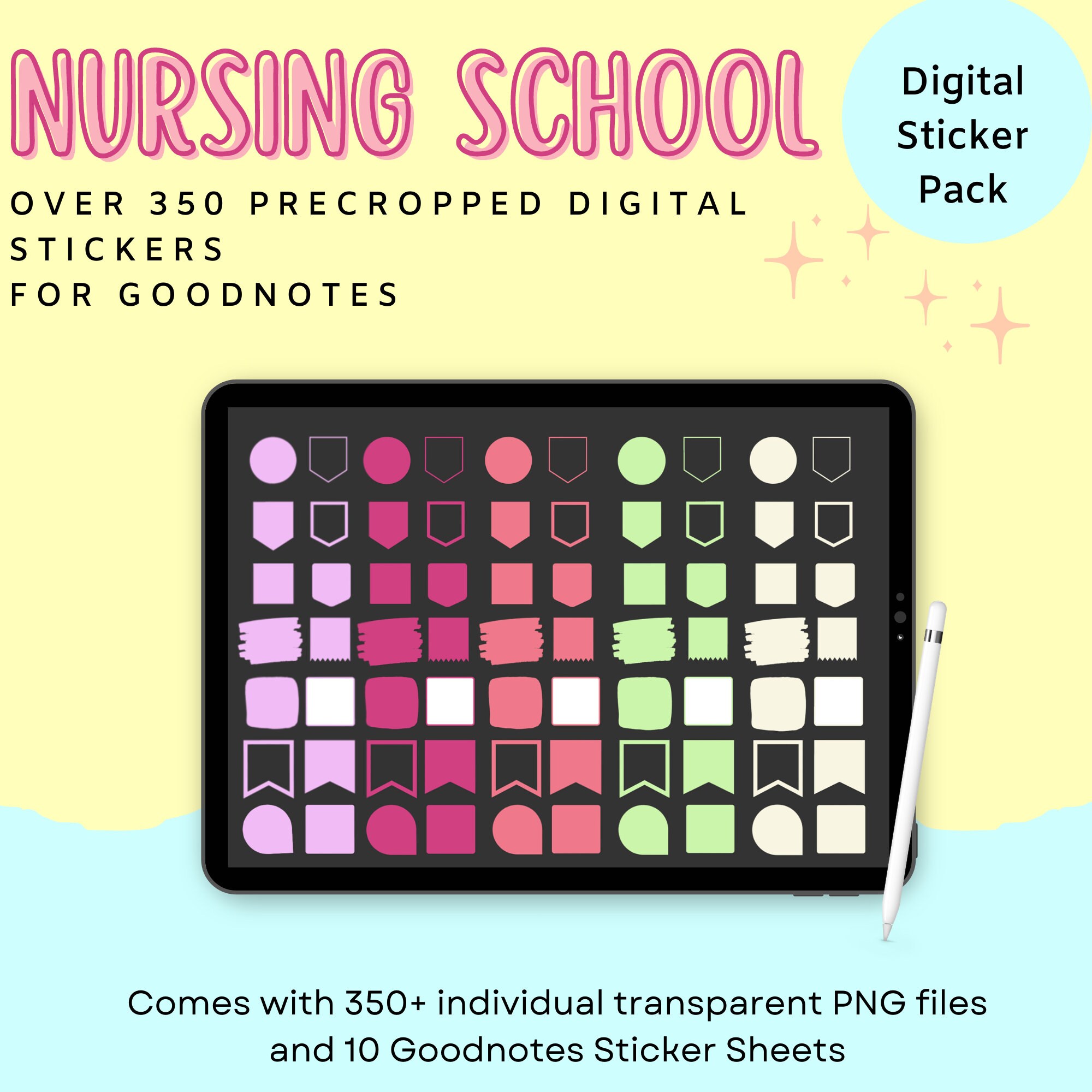 Nursing School DIGITAL Stickers for Digital Planners, Student Nurse ...