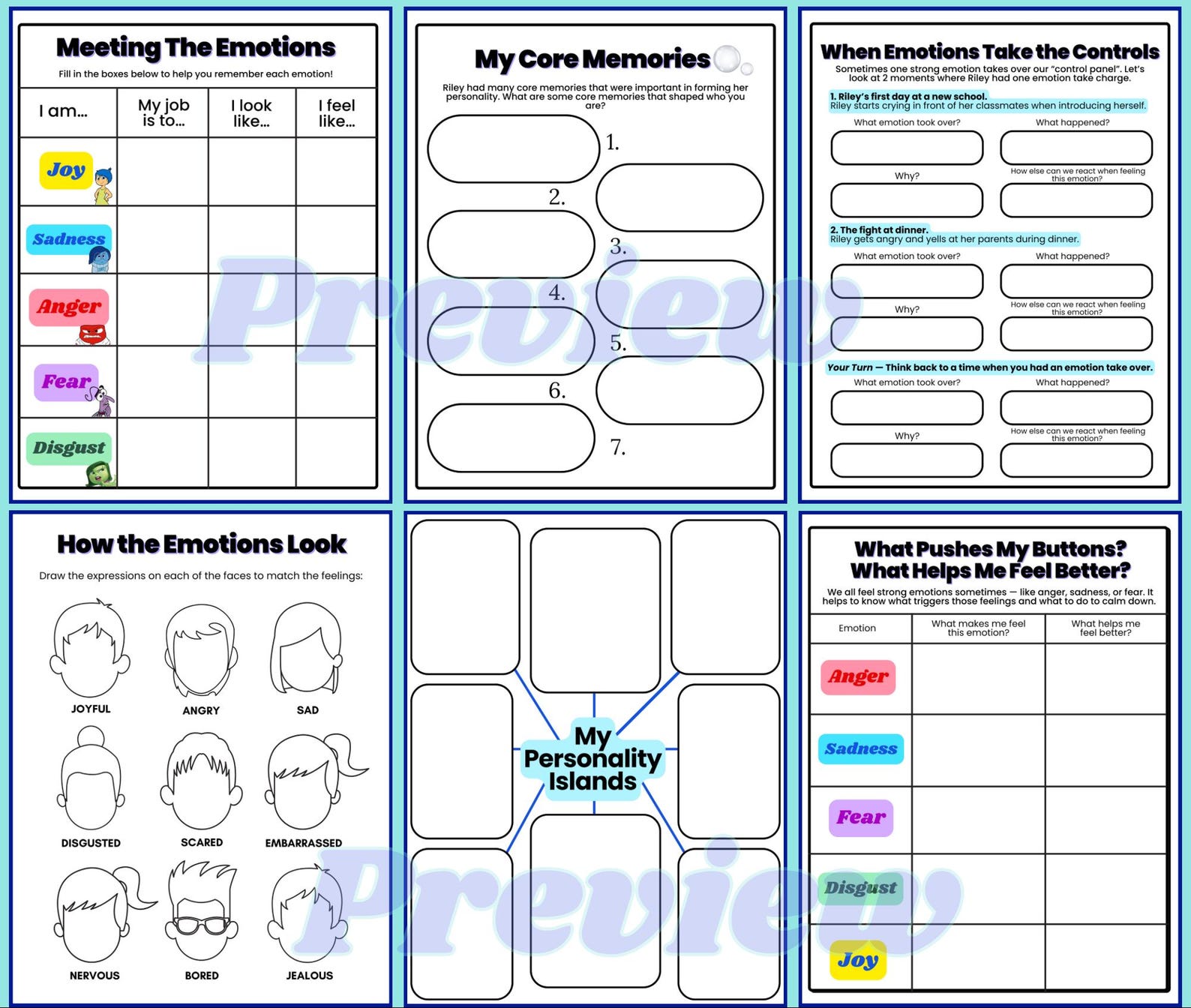 Inside Out SEL Workbook | Emotion Awareness and Regulation Lesson ...