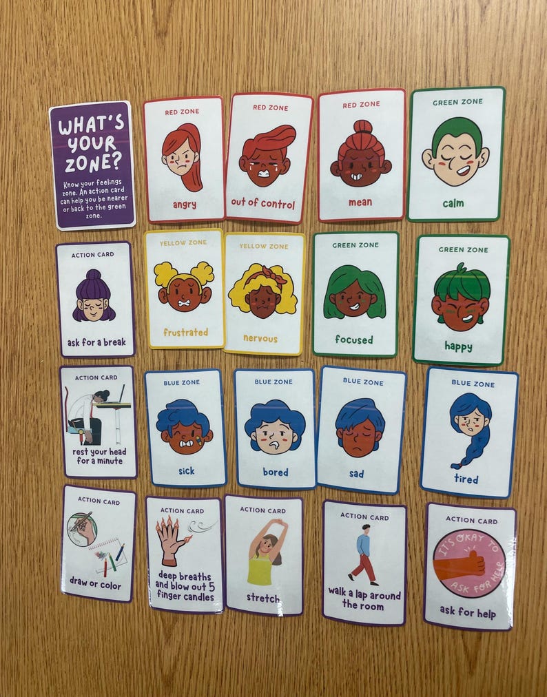 Feelings Flash Cards | Zones of Emotional Regulation | Inside Out SEL ...