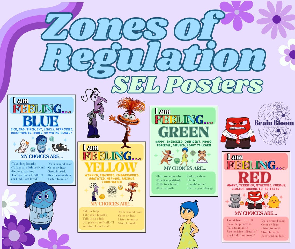 Zones of Emotional Regulation Posters | Inside Out SEL Lesson ...