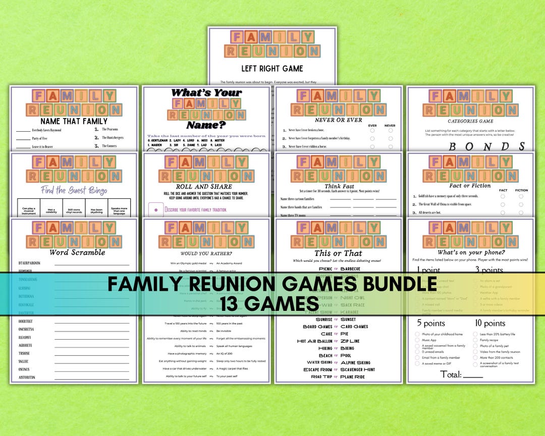Family Reunion Games Printable, Icebreaker Games, Get to Know You, Meet ...
