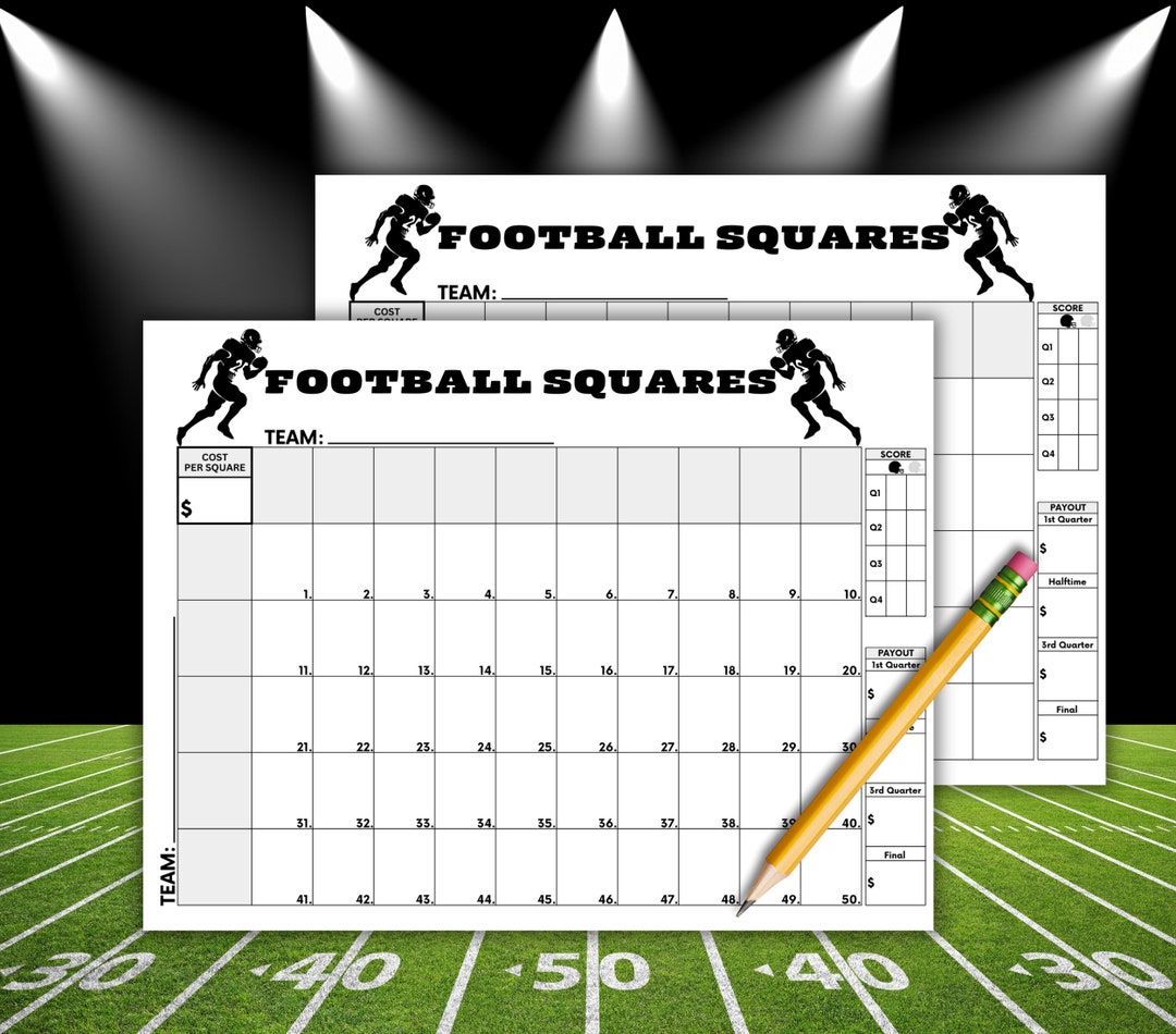 Football Squares Printable 50, Office Football Pool, Office Pool Picks ...