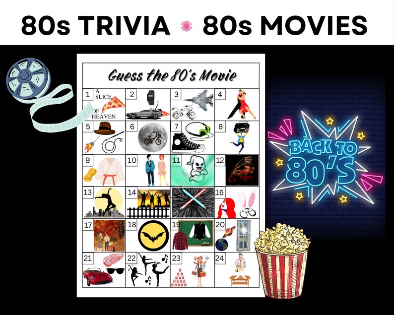 80s Movie Trivia, 80s Trivia Game, 80s Games, 80s Party, 80s Theme ...