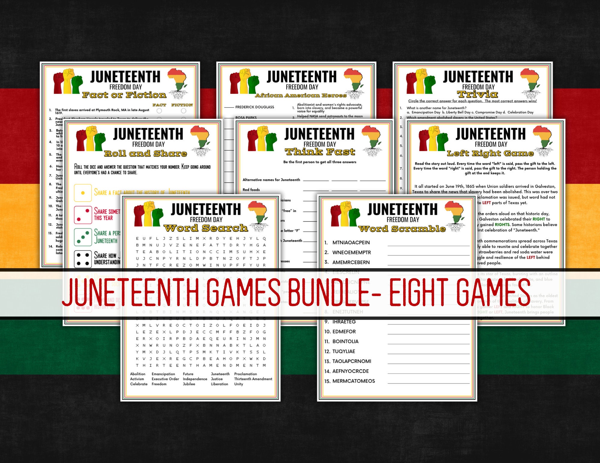 Juneteenth Games, Juneteenth Trivia, Juneteenth Game Bundle, DIY ...