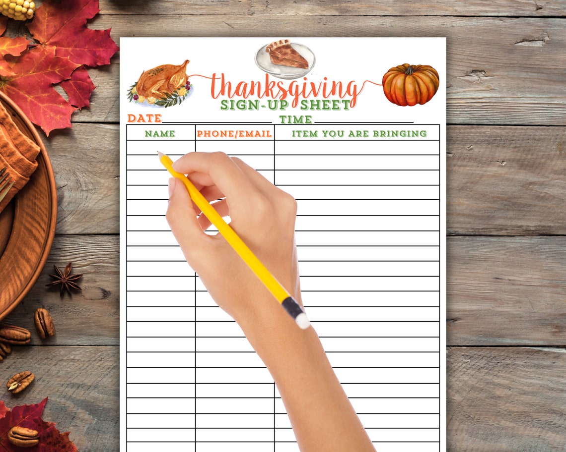 Thanksgiving Potluck Sign up Sheet, Thanksgiving Potluck, Potluck Sign ...