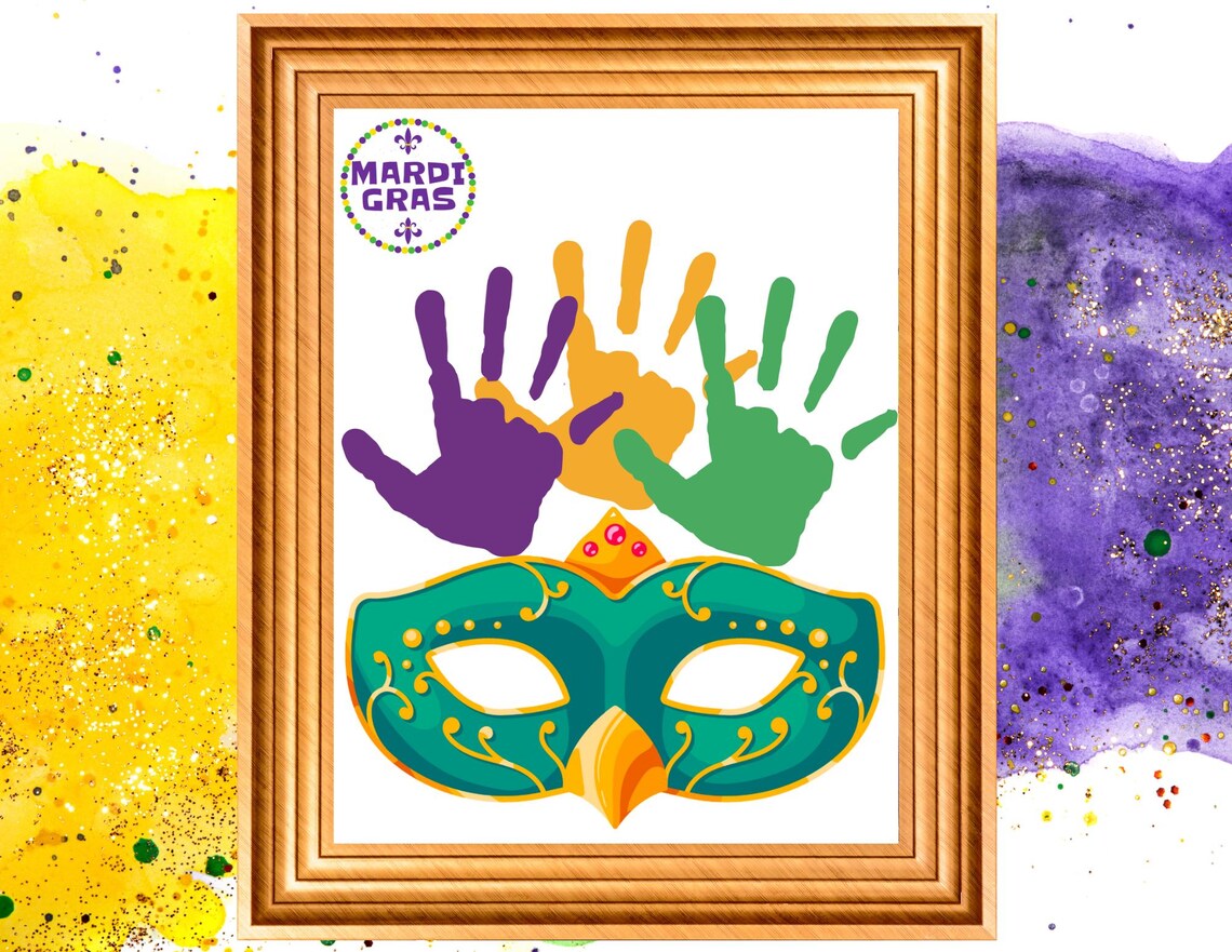 Mardi Gras Handprint Craft, Mardi Gras Printable, Mardi Gras Keepsake ...