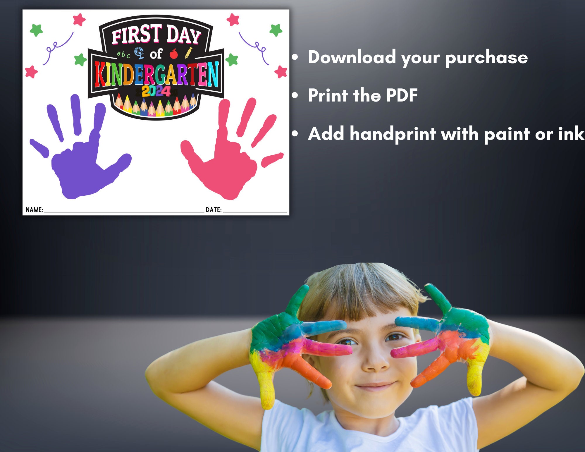 First Day of Kindergarten Handprint Craft, First Day of School ...
