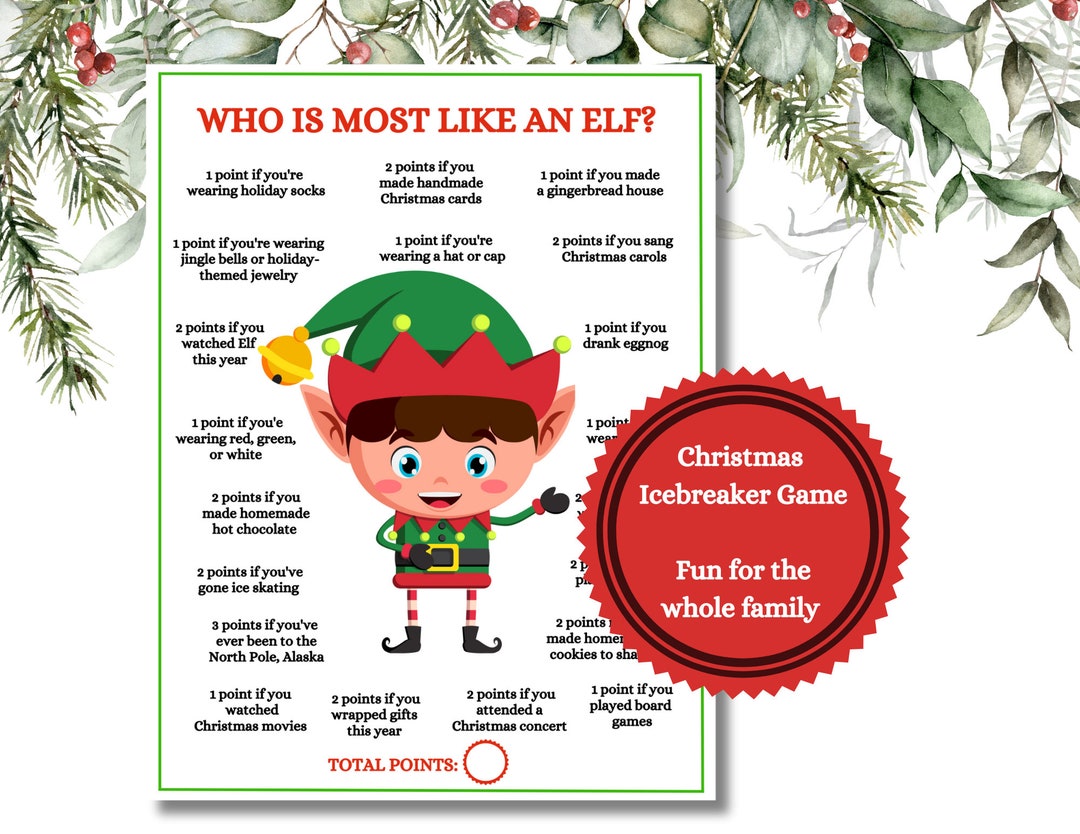 Elf Christmas Icebreaker Game, Who is Most Like an Elf, Holiday Party ...