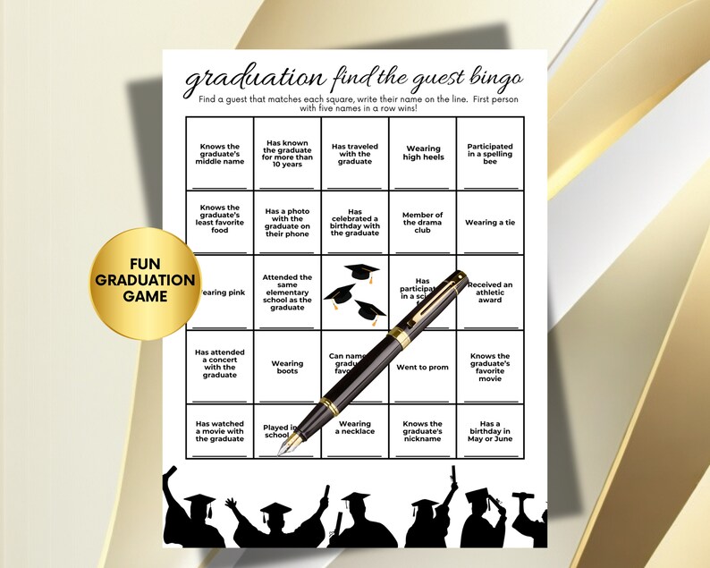 Graduation Find the Guest Bingo | Graduation Bingo | 2024 Graduation ...