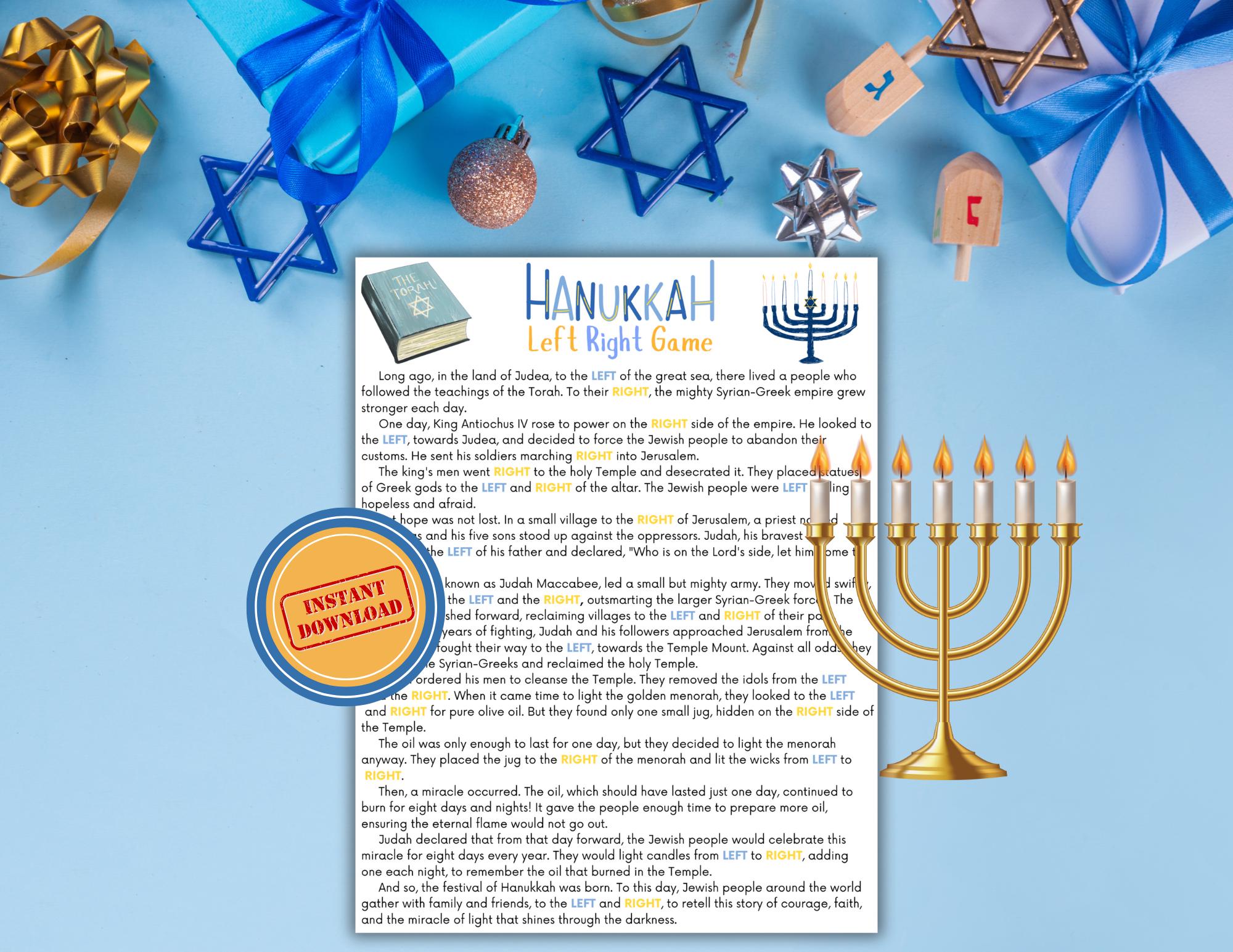Hanukkah Left Right Game Printable, Hanukkah Pass the Present Game ...