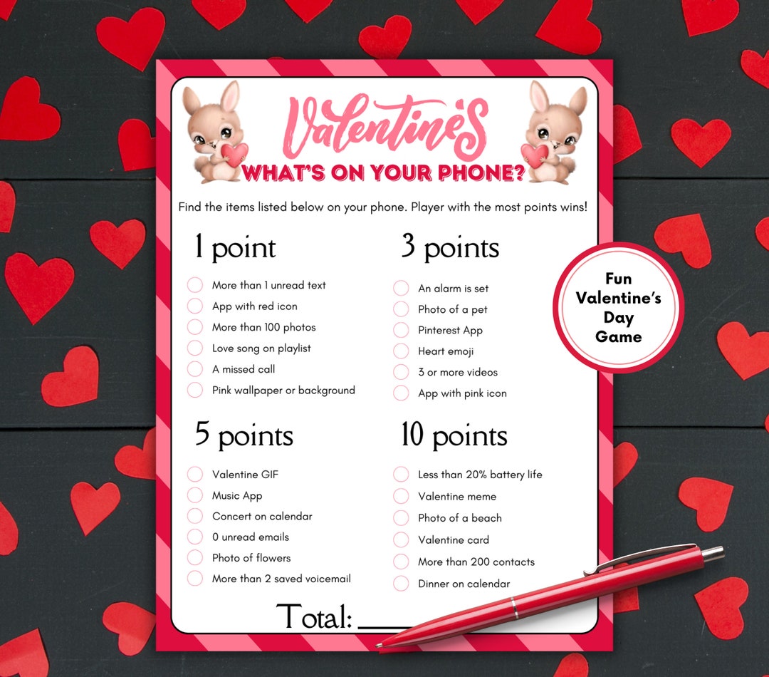 Valentine's What's on Your Phone, Valentine's Day Game, Valentine's Day ...