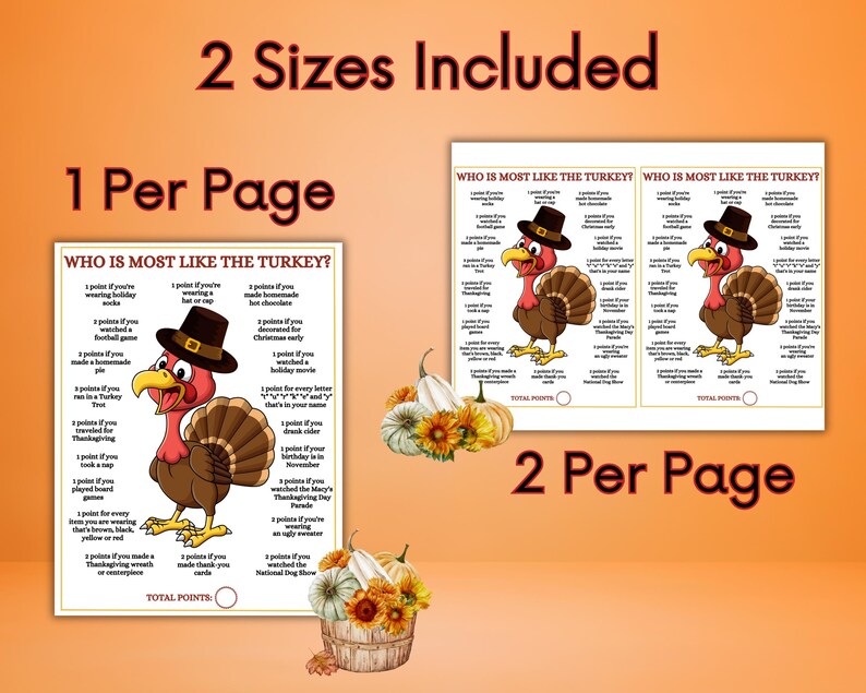Who is Most Like the Turkey, Thanksgiving Games for Kids, Thanksgiving ...