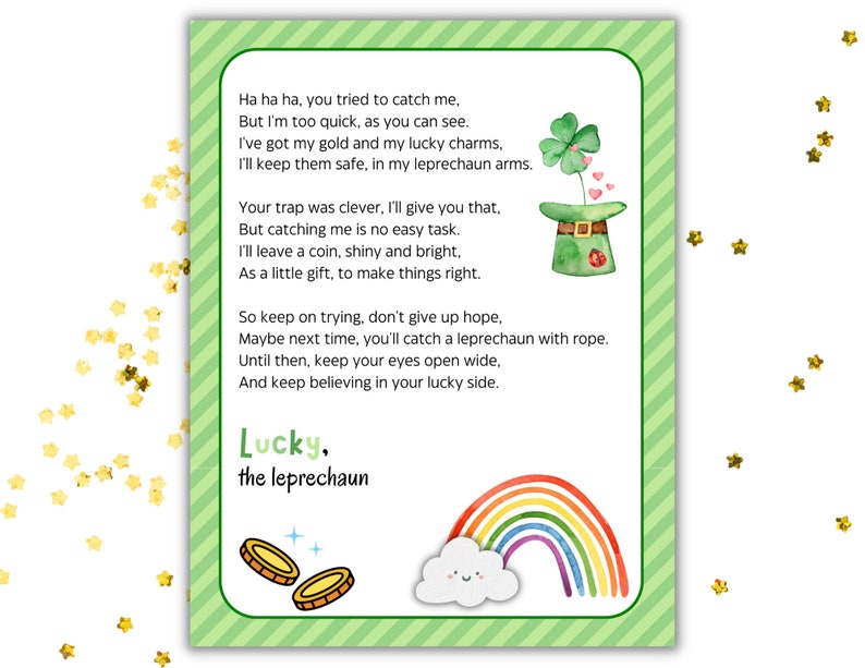 Leprechaun Letter for Leprechaun Trap, Leprechaun Note for St. Patrick ...
