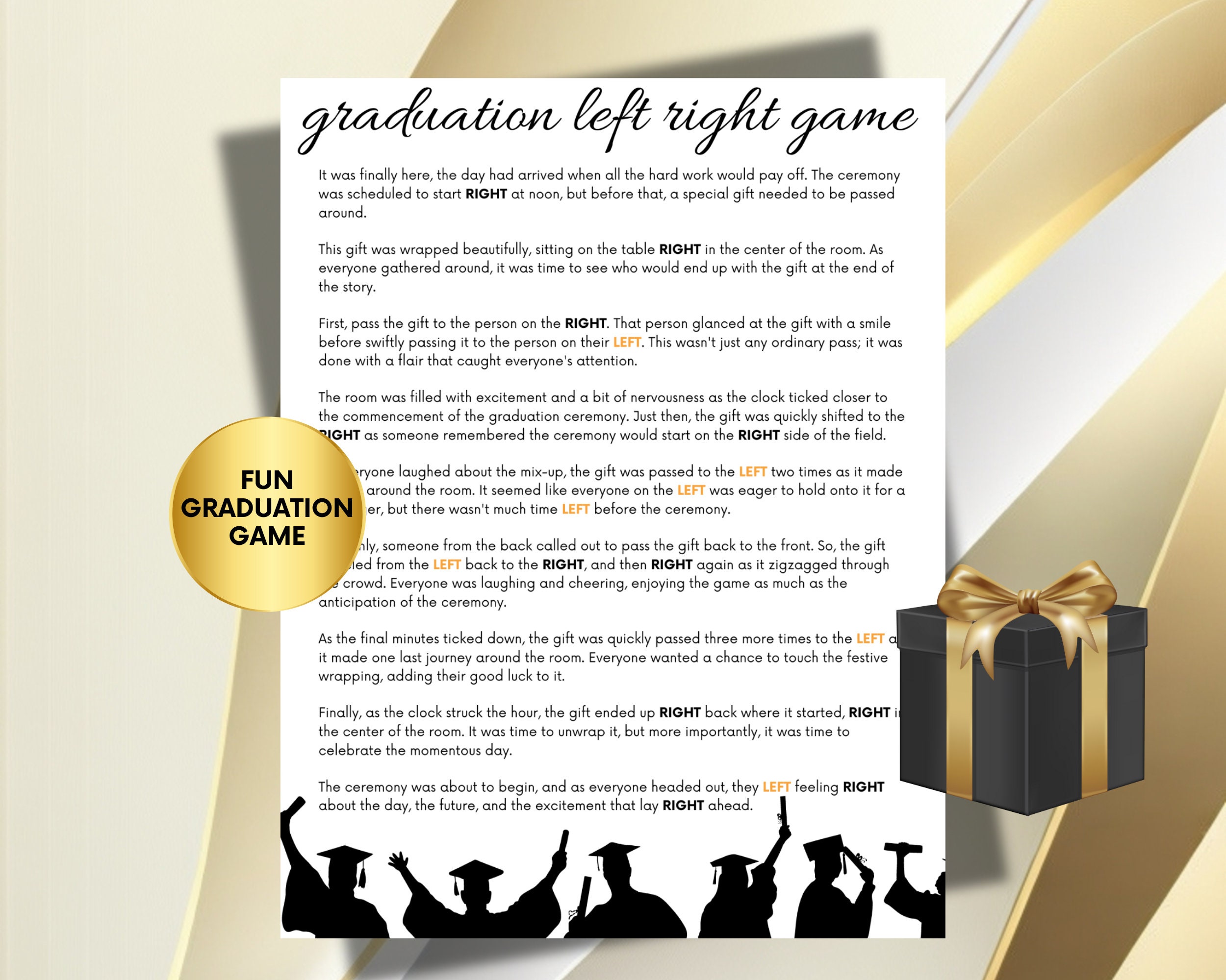 Graduation Left Right Game, Graduation Pass the Gift, 2026 Graduation ...