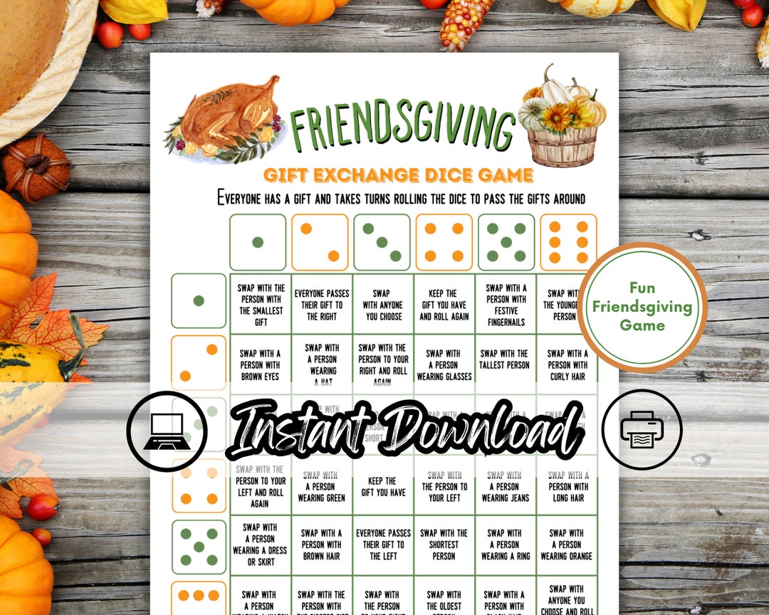 Friendsgiving Dice Game, Friendsgiving Dice, Friendsgiving Gift ...