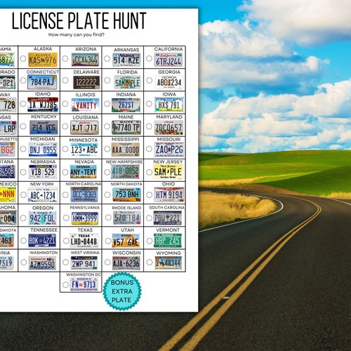 License Plate Game Printable Kids Road Trip Fun Road Trip - Etsy