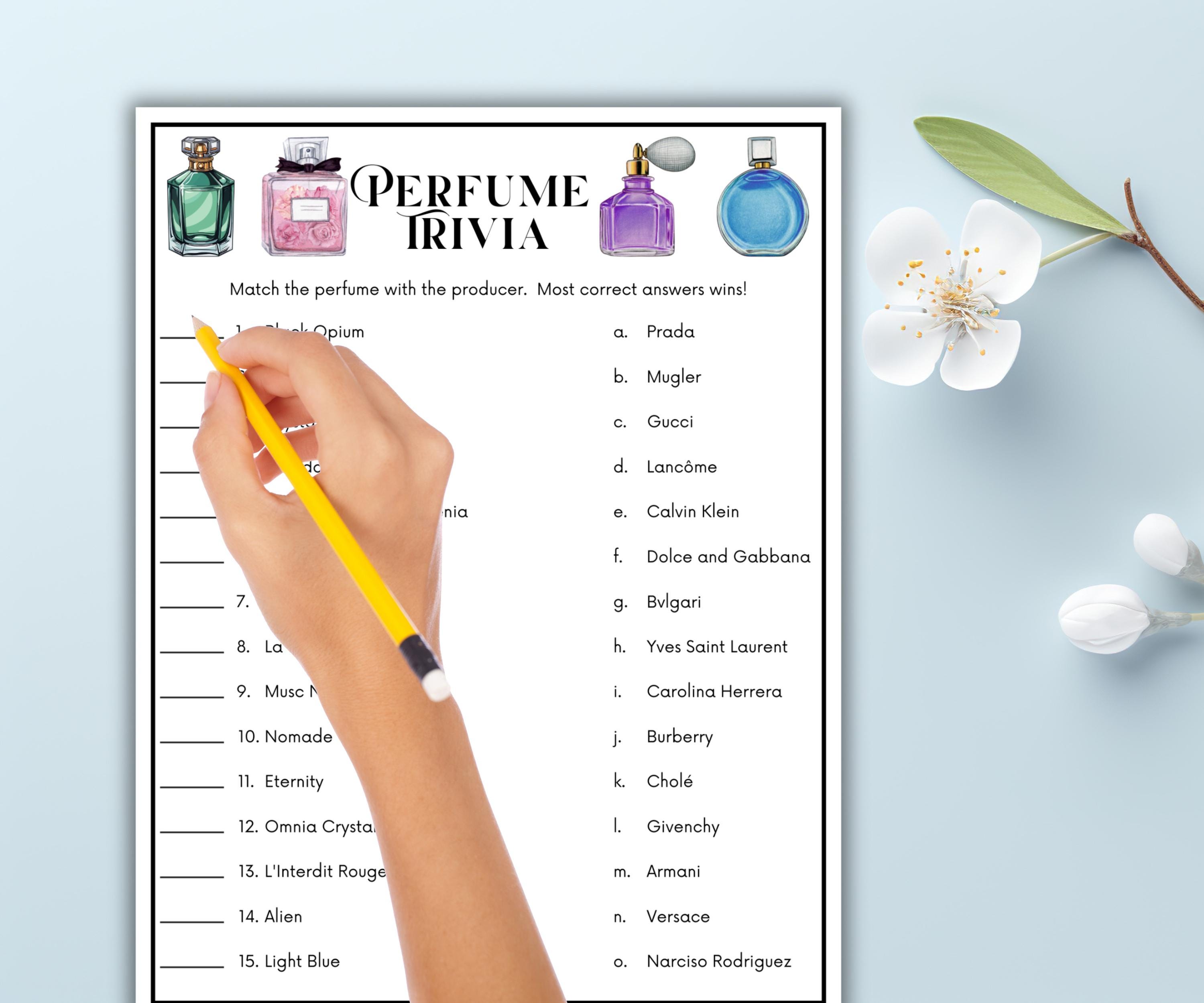 Perfume Trivia Game Printable, Perfume Party Games Adult, Perfume Game ...