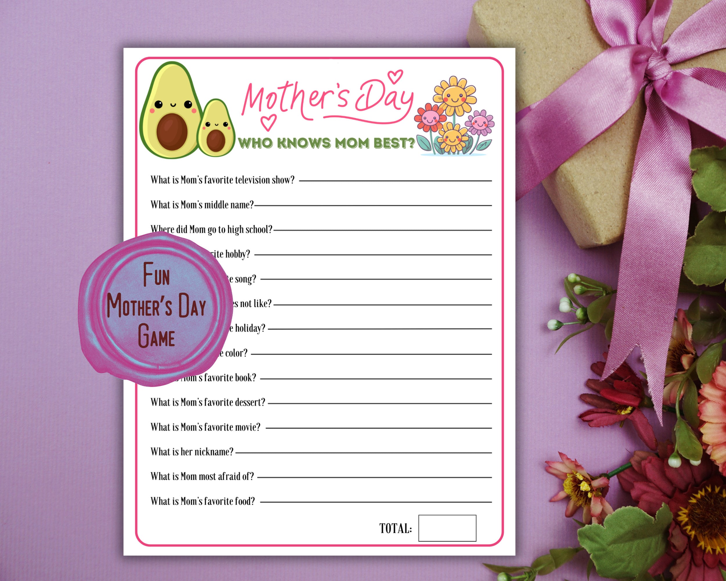 Who Knows Mom Best, Mother's Day Quiz, Mothers Day Games, Games for Mom ...