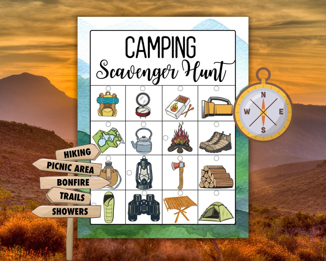 Camping Scavenger Hunt, Camping Activity, Camp Game, Summer Scavenger ...