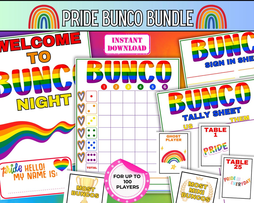 Pride Bunco Game, LGBTQ+ Party Game, Rainbow-themed Bunco Set, Pride ...