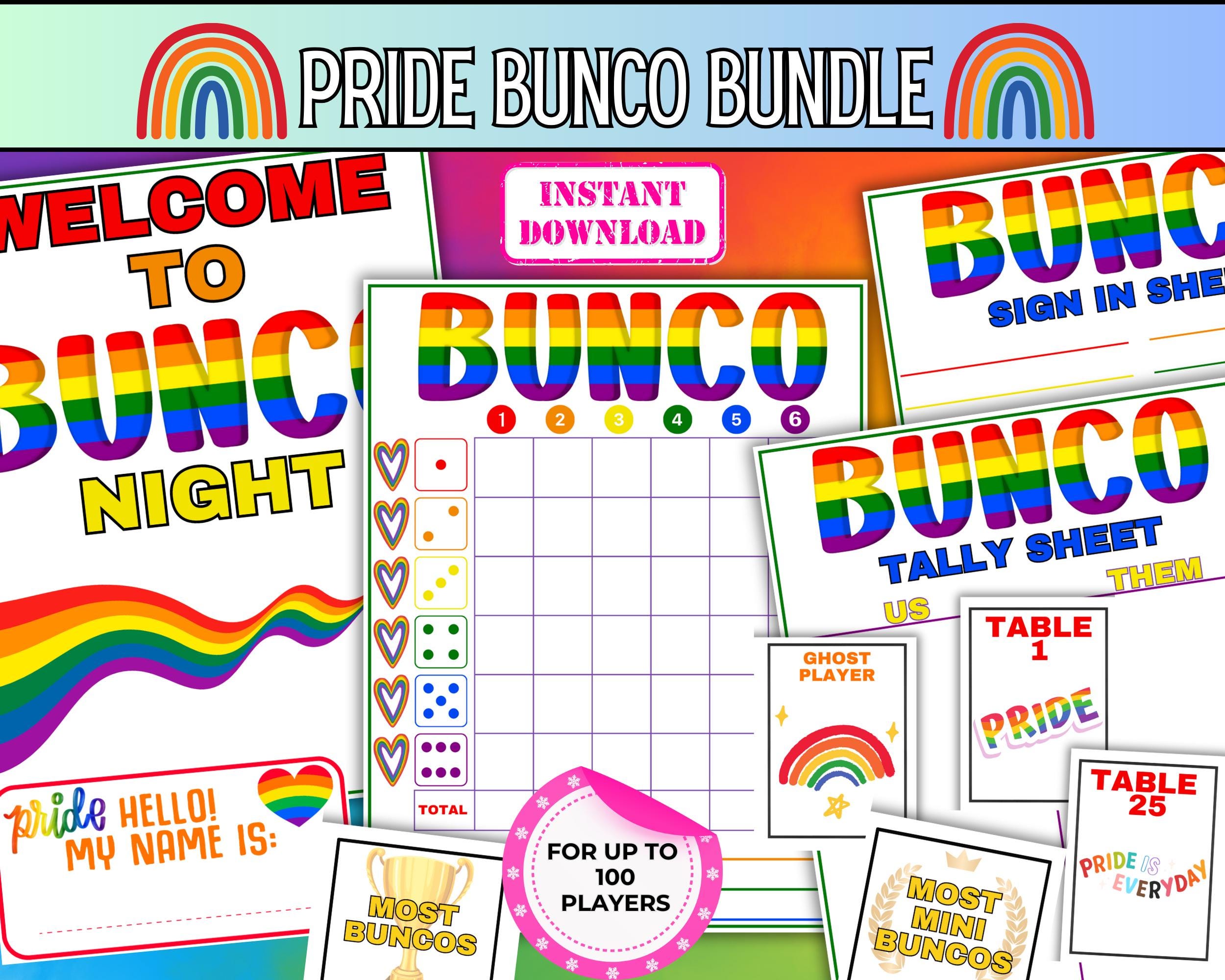 Pride Bunco Game, LGBTQ+ Party Game, Rainbow-themed Bunco Set, Pride ...