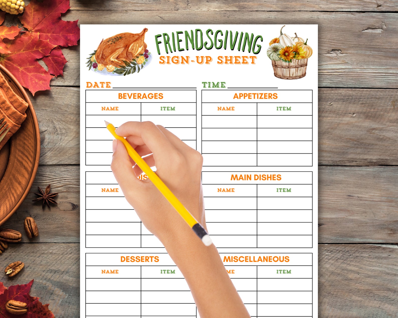 Friendsgiving Potluck Sign up Sheet, Friendsgiving Potluck, Potluck ...