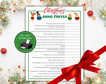 Printable Christmas Song Trivia Game, Christmas Quiz, Christmas Party ...