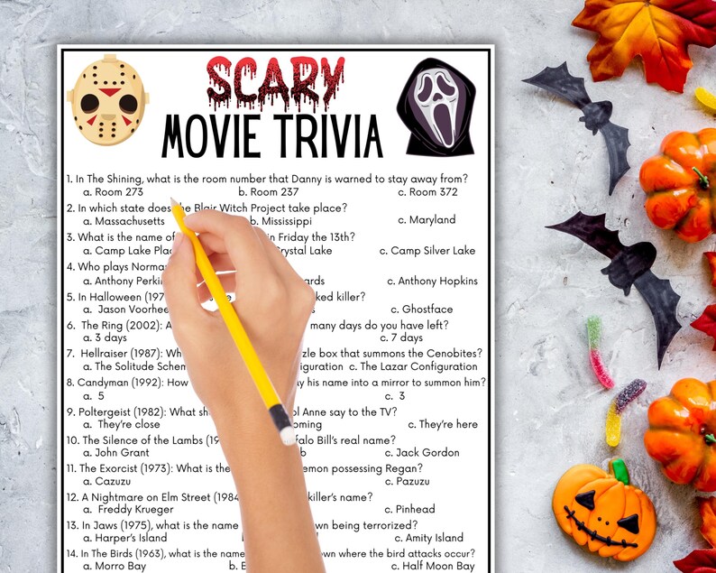 Scary Movie Trivia, Halloween Party Game, Scary Movie Quiz, Horror ...