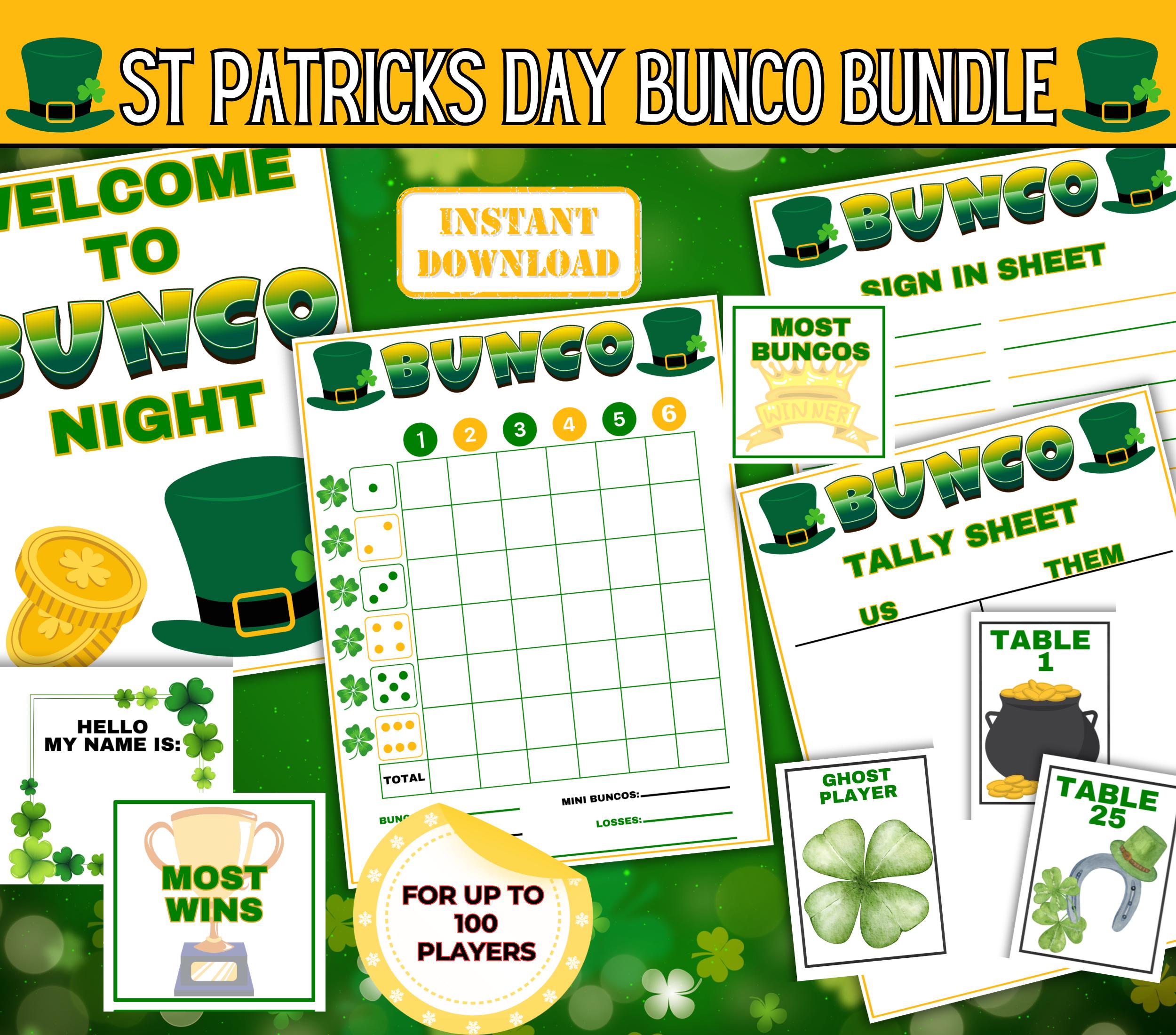 St Patricks Bunco Game, St Patricks Day Dice Game, St Patricks Bunco ...