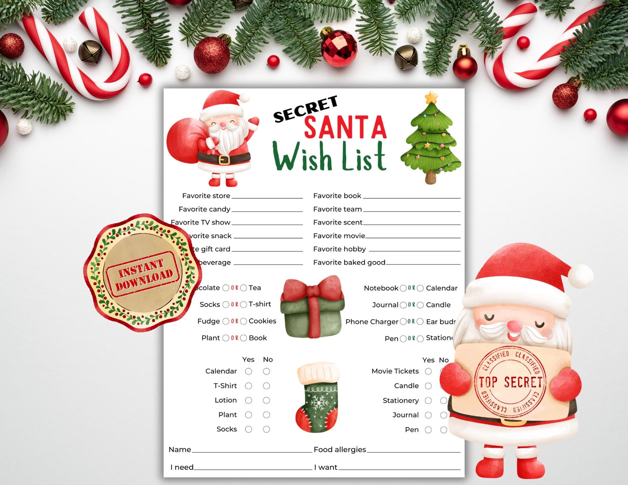 Secret Santa Questionnaire, Secret Santa Gifts, Christmas Wish List ...