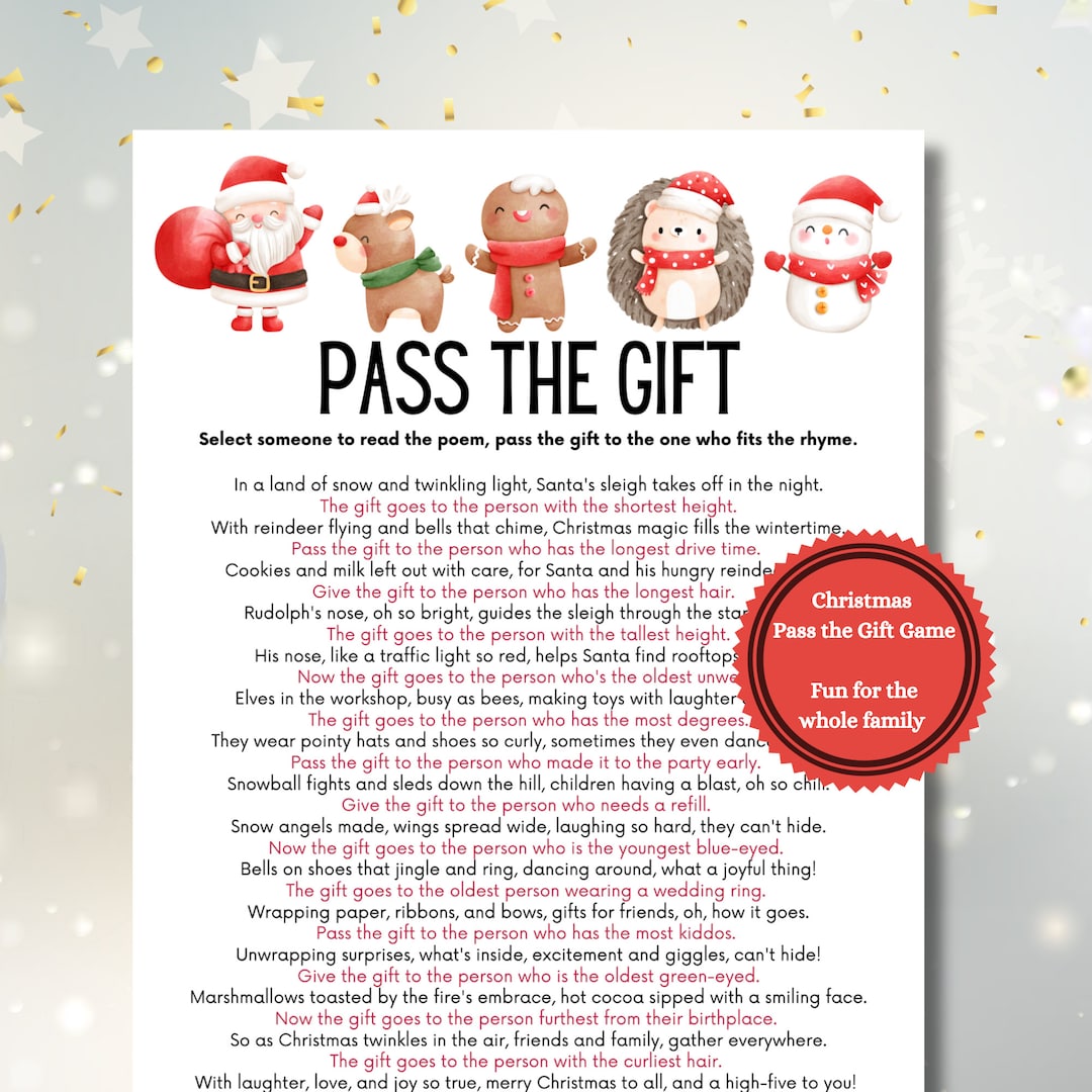Holiday Pass the Gift Game, Adult Christmas Party Game, Christmas Gift ...